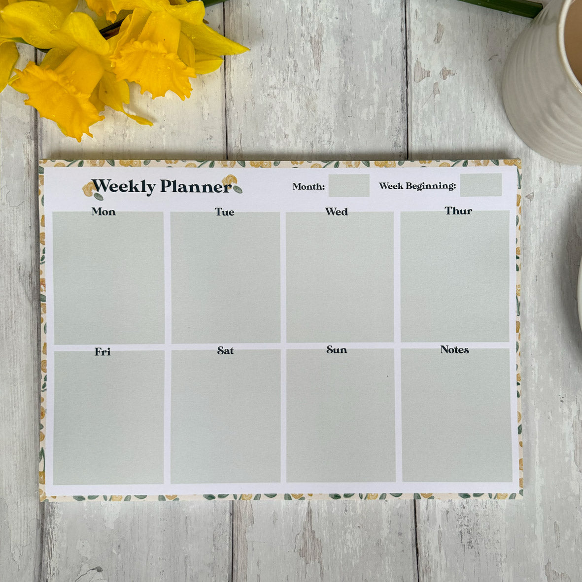Ditsy Yellow Flower Weekly Planner – Doodling Lucy