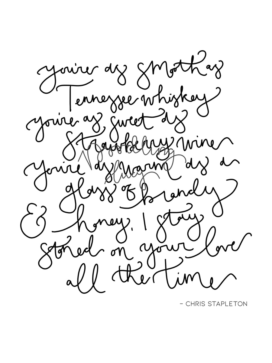 Chris Stapleton - Tennessee Whisky Calligraphy A4 Print – Doodling Lucy